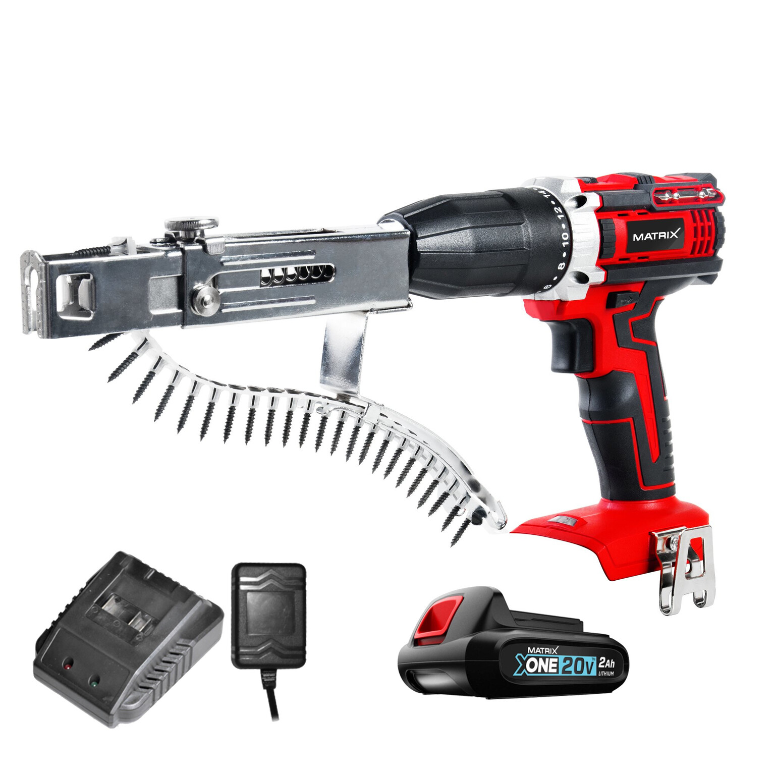 MATRIX 20V Cordless 2 in 1 Auto Feed Screwdriver With Battery and Charger